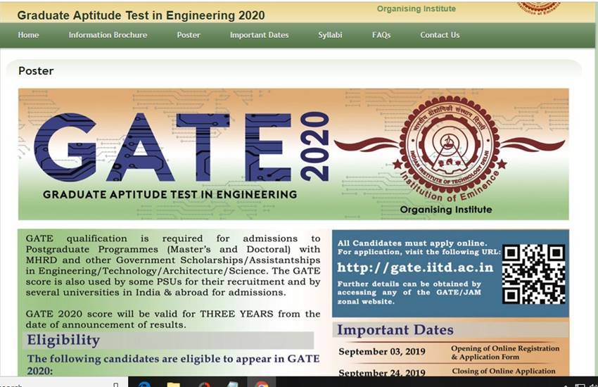 GATE 2020: इन्फॉर्मेशन ब्रोशर जारी, जानें कब होगी परीक्षा और क्या है ...