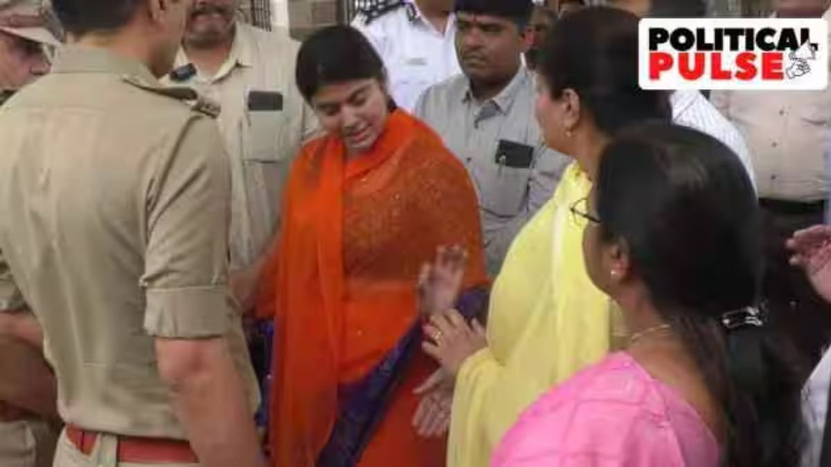 Three leaders MLA Rivaba Jadeja MP Poonam Maadam and Mayor Binaben ...