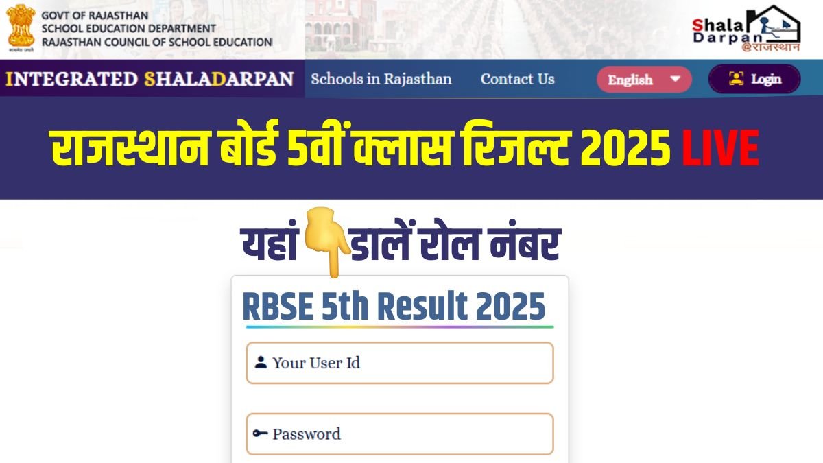 rajpsp.nic.in, RBSE 5th Class Result Out LIVE: राजस्थान बोर्ड 5वीं क्लास रिजल्ट जारी, शाला दर्पण ...