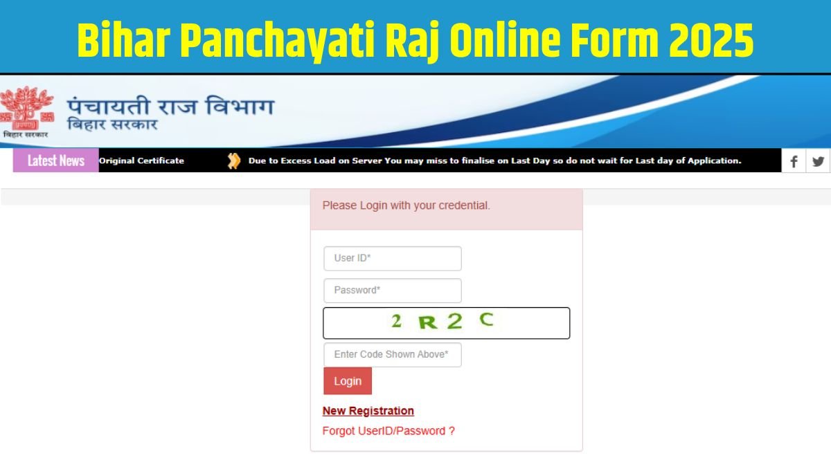 Bihar Panchayati Raj Online Form 2025: बिहार पंचायती राज तकनीकी सहायक ...