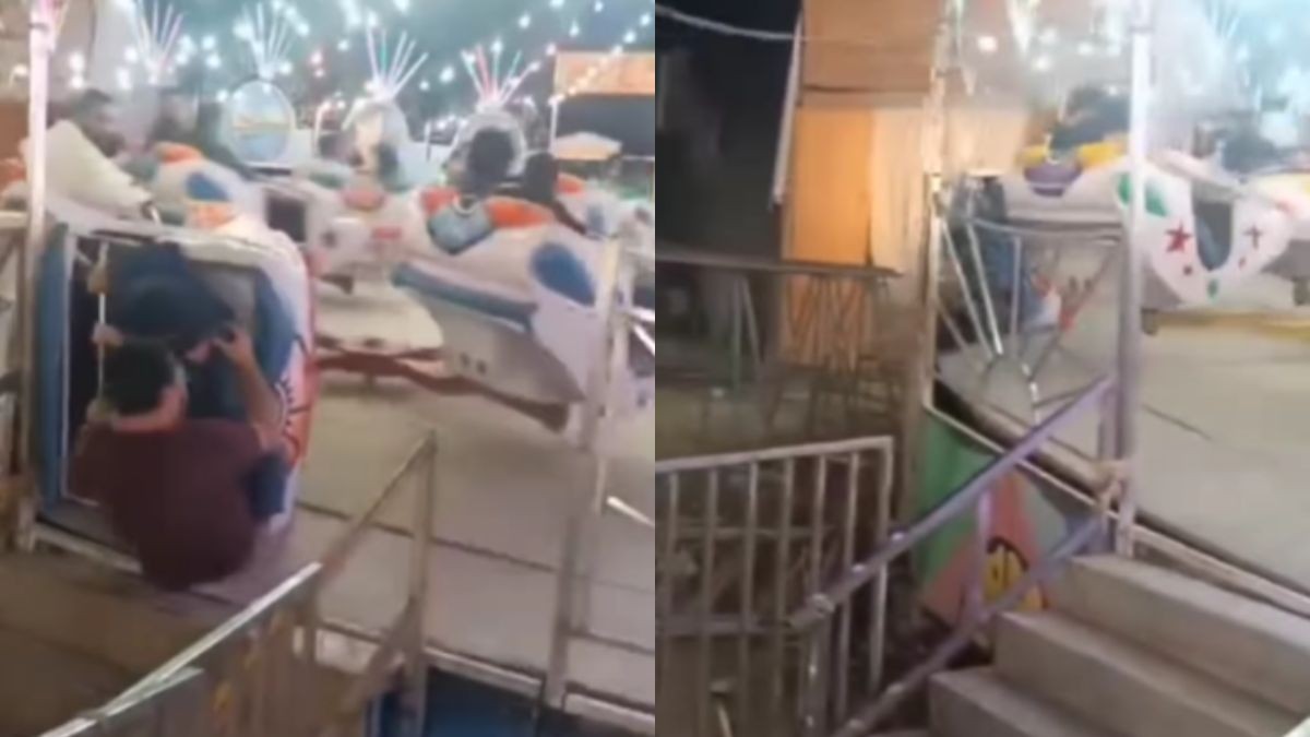 मेले में अचानक टूटी झूले की ट्रॉली, गिरकर घिसटता रहा शख्स और फिर..., Viral Video देख झूले पर ...