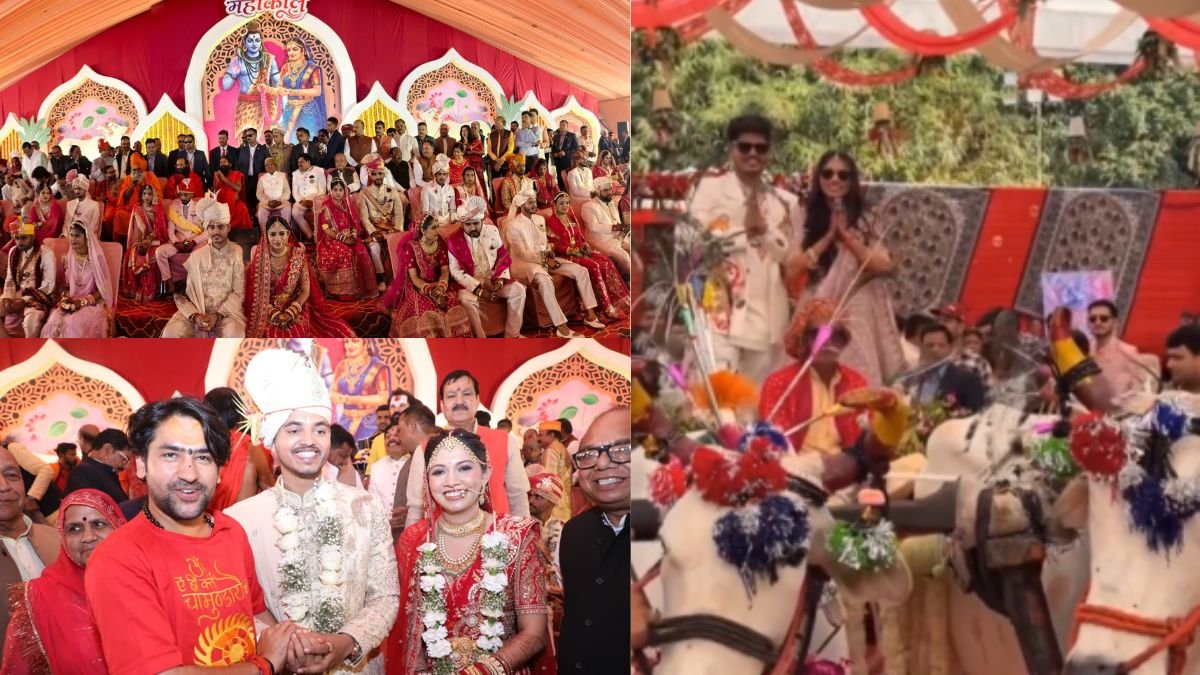 madhya pradesh cm son abhimanyu ties knot in mass wedding in ujjain dhirendra krishna shastri ...